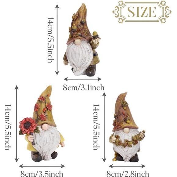 Accents | Fall Gnomes Table Decor Set Of 3 Autumn Decor Resin Garden ...